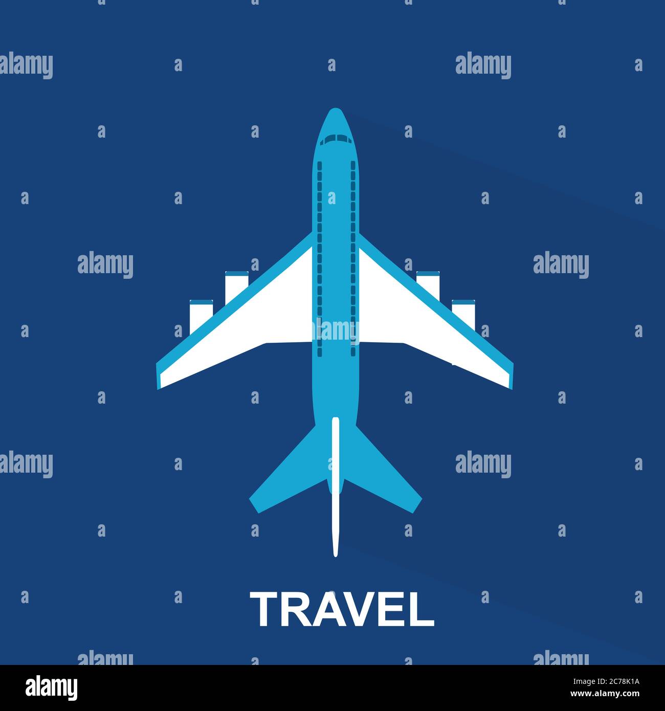 Vector illustration of flat airplane, view of a flying aircraft Stock ...