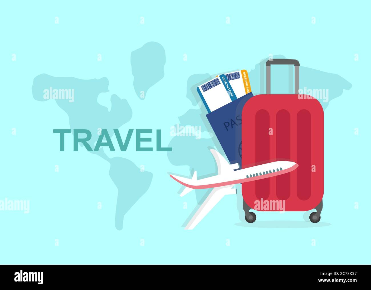 Vector illustration of Travel word written on blue background Stock ...