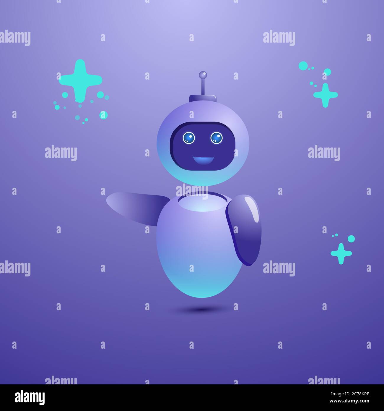 Cartoon style image of modern robot over purple background Stock Vector ...