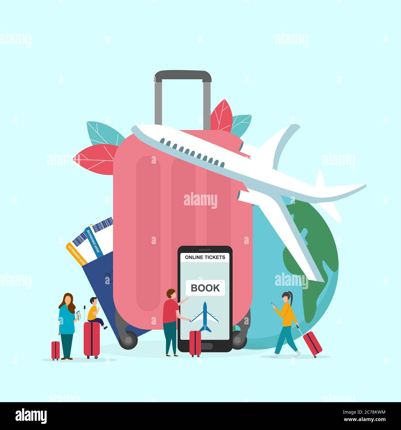 Tourist suitcase phone booking Stock Vector Images - Alamy