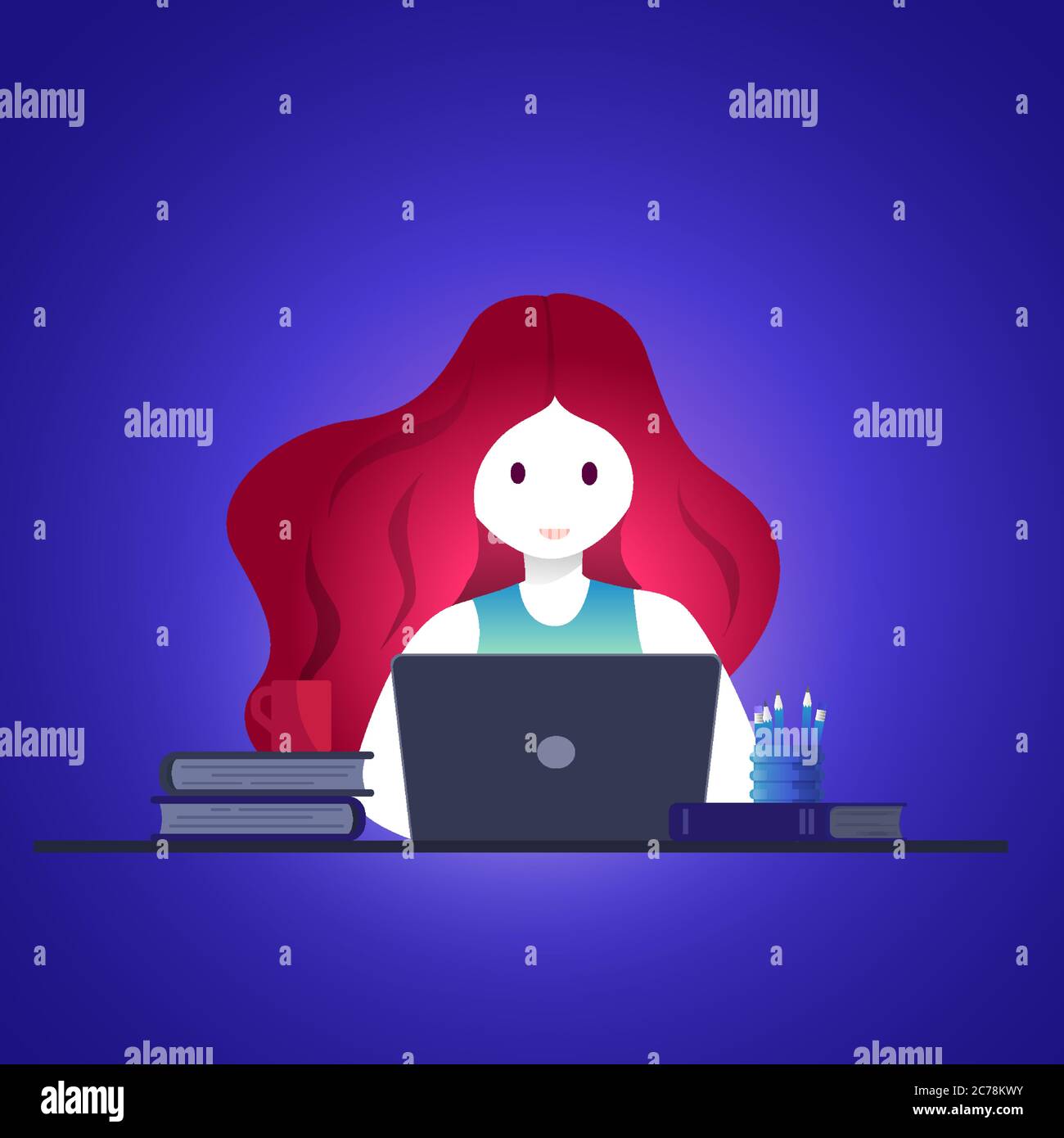 Online education, self learning concept vector illustration. Students ...