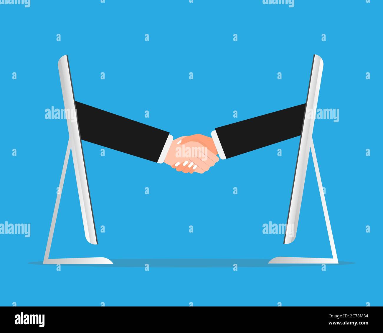 Man at two computer screens Stock Vector Images - Alamy