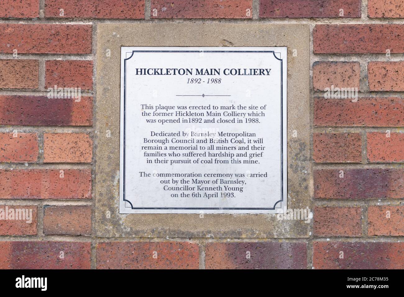 Hickleton main colliery plaque hi-res stock photography and images - Alamy