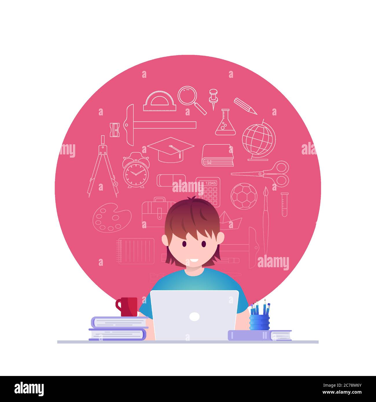 Online education, self learning concept vector illustration. Student ...