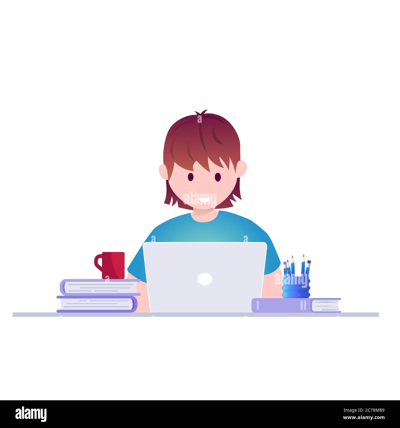 Online education, self learning concept vector illustration. Student ...
