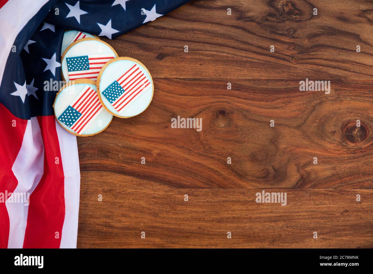 Wooden Table with American Flag and Some Biscuits for Background Stock ...