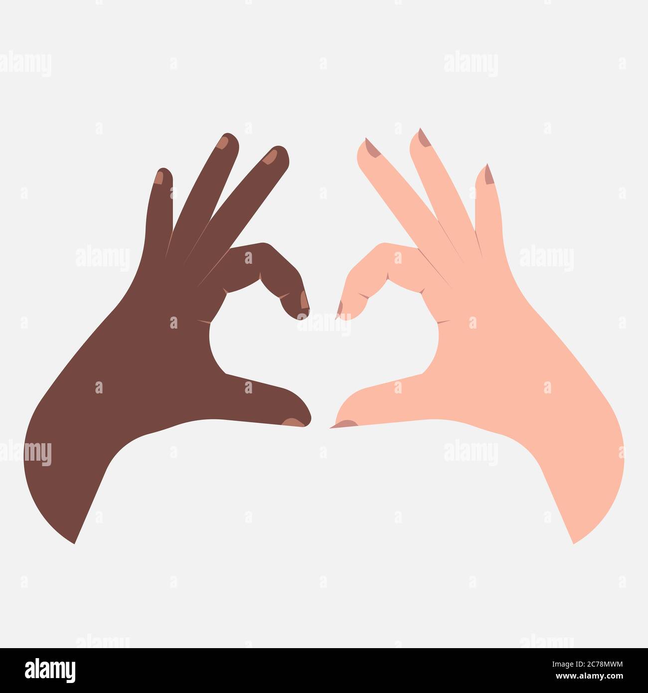 Black And White Hands Forming Heart Shape, White Background ...