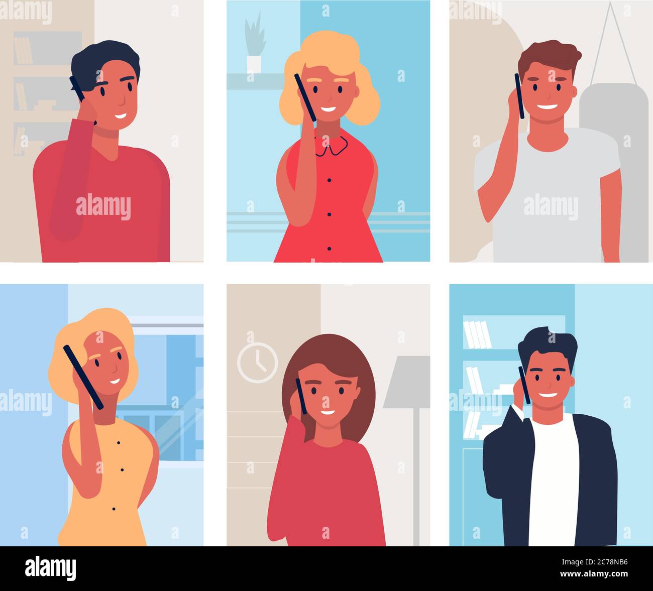 Illustrative collage of people talking on phone Stock Vector Image ...