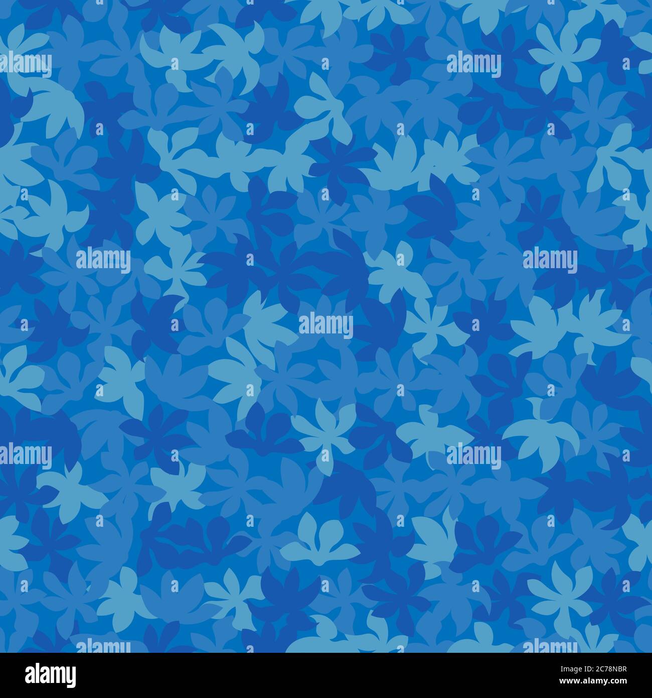 Modern monotone blue flowers with foliage pattern background Stock ...