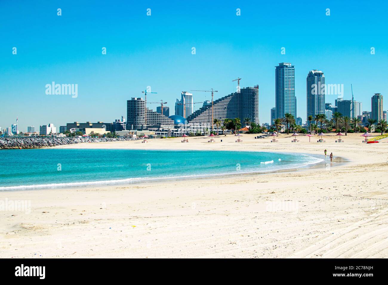 Dubai, United Arab Emirates January 16, 2020: Beautiful public beach ...