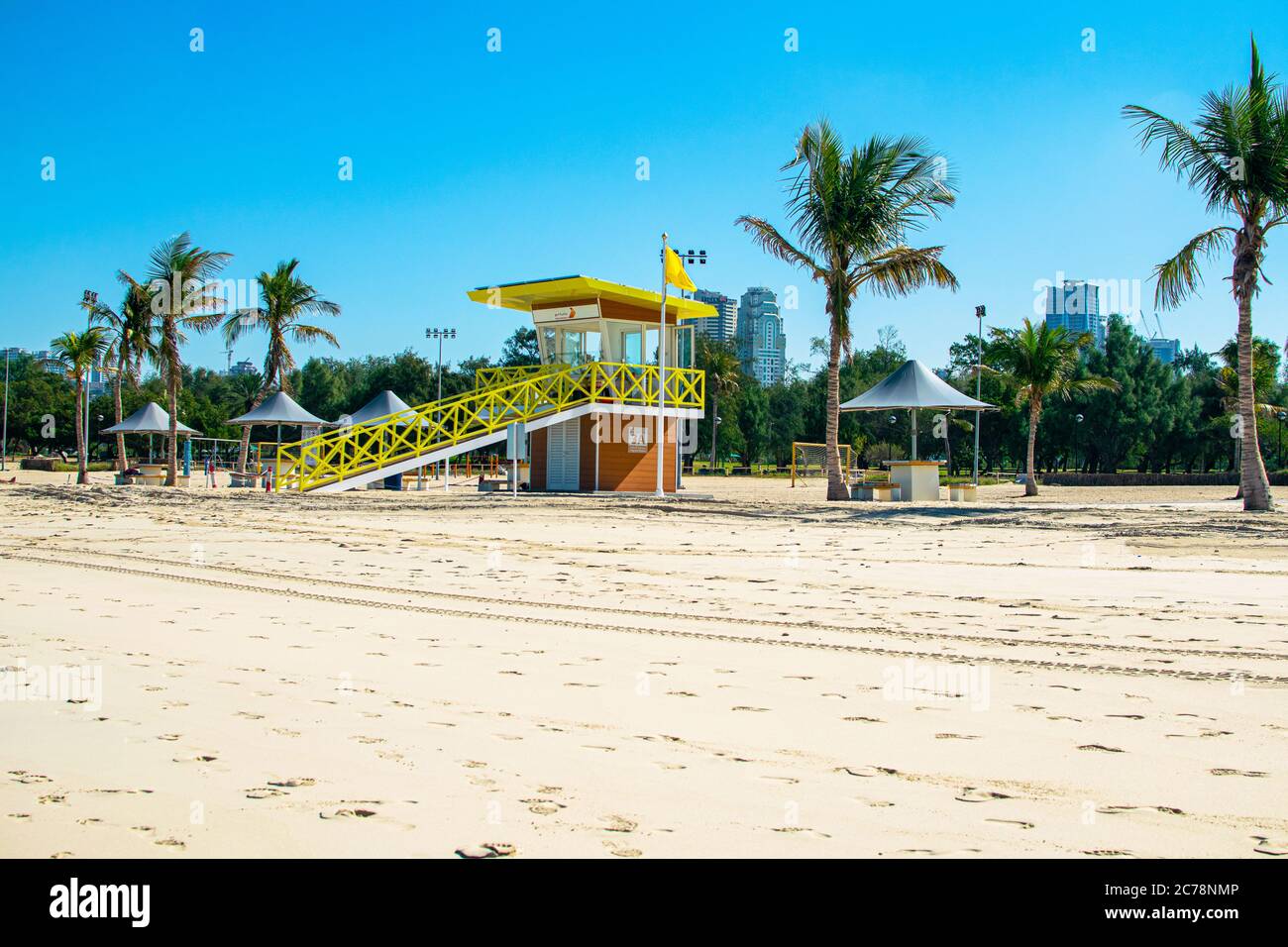Dubai, United Arab Emirates January 16, 2020: Beautiful public beach ...