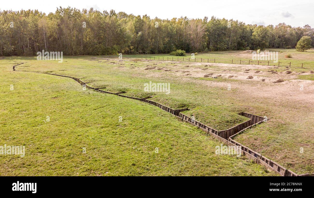 Military trench line aerial photo Stock Photo - Alamy