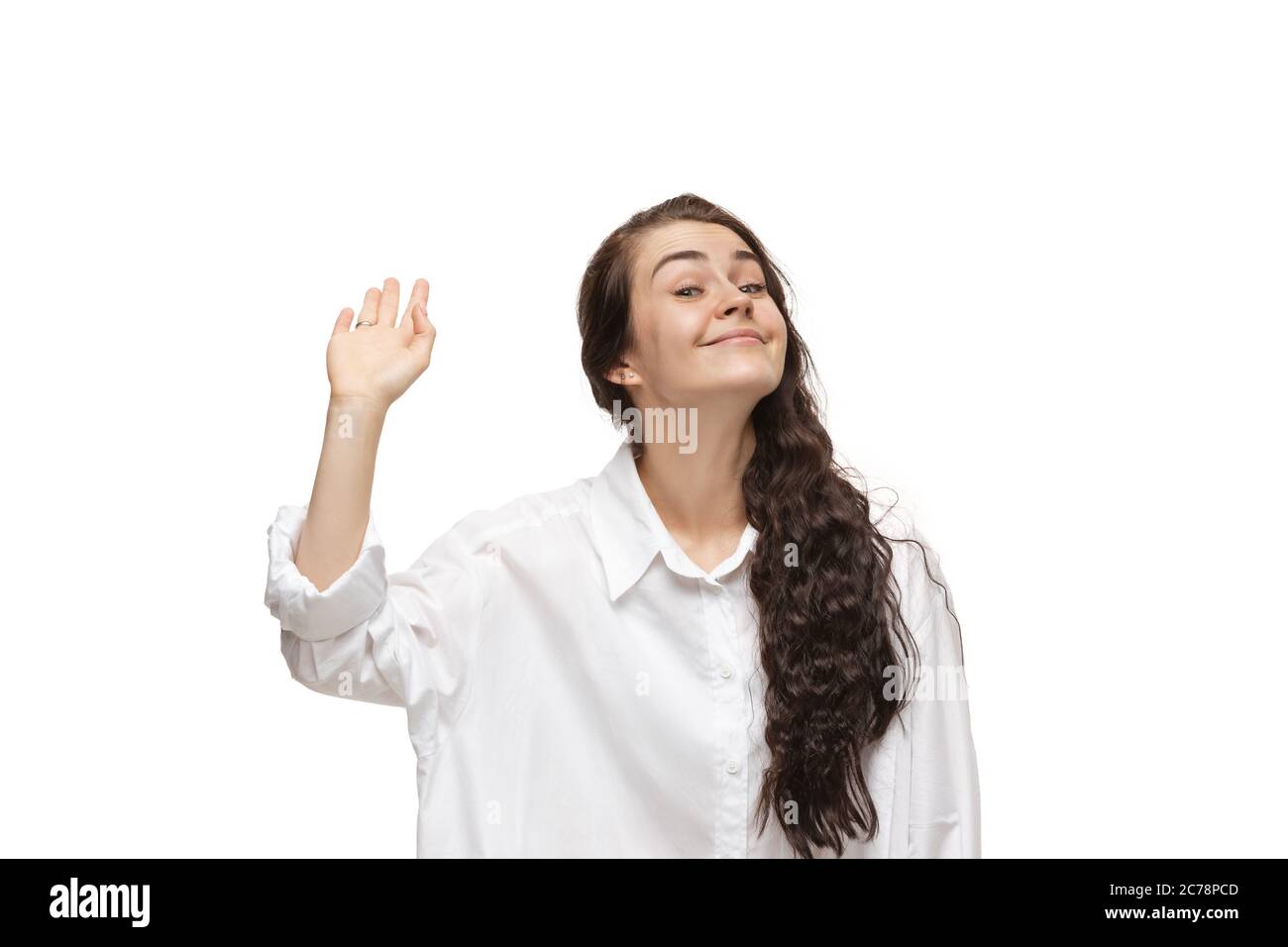 Bye bye dude. Young caucasian woman with funny, unusual popular ...