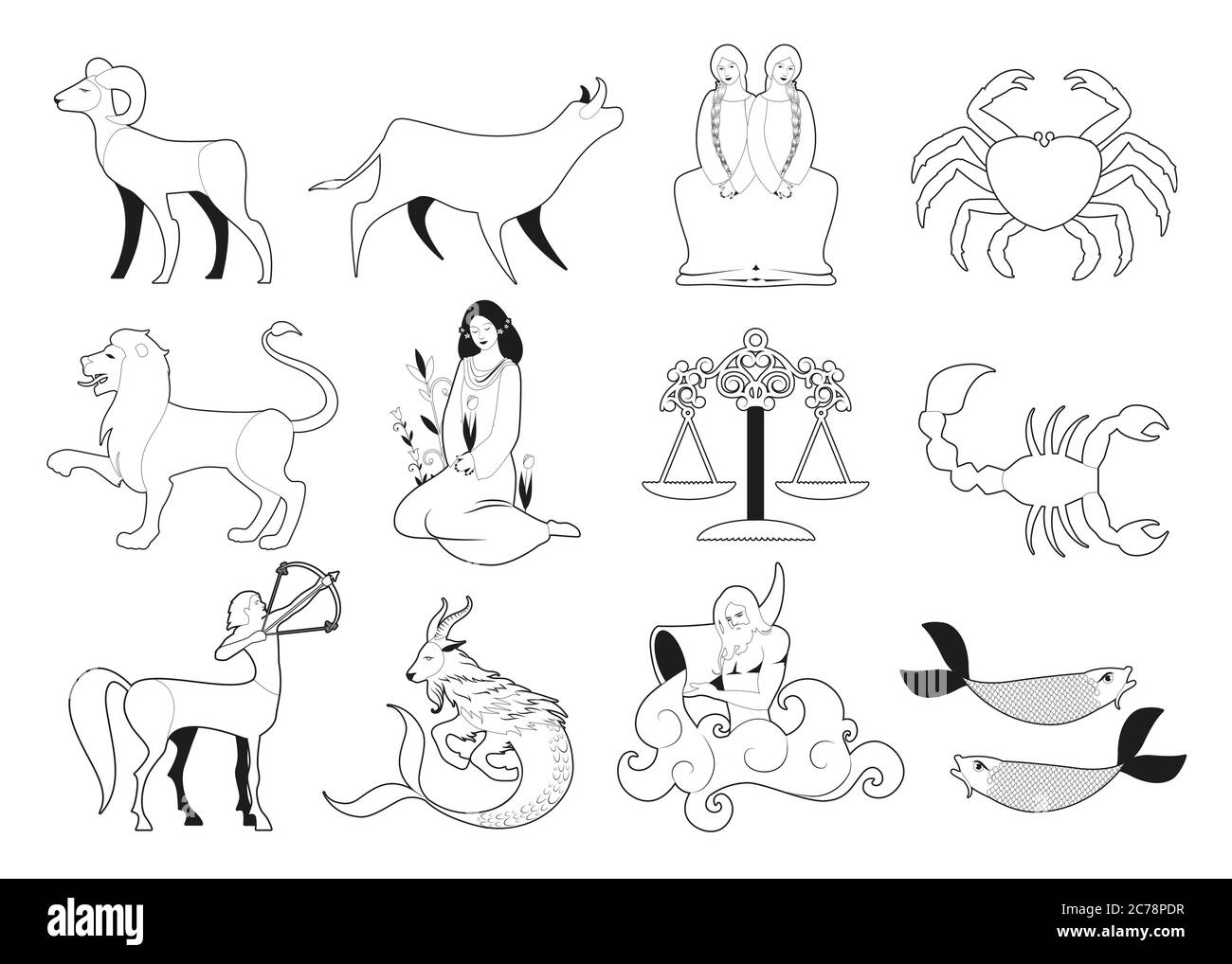 Medieval signs of the zodiac Stock Vector Images - Alamy