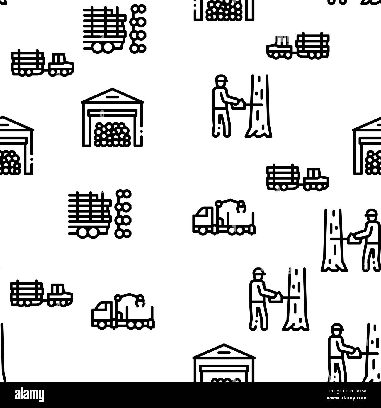 Wood Logging Industry Seamless Pattern Vector Stock Vector Image & Art ...