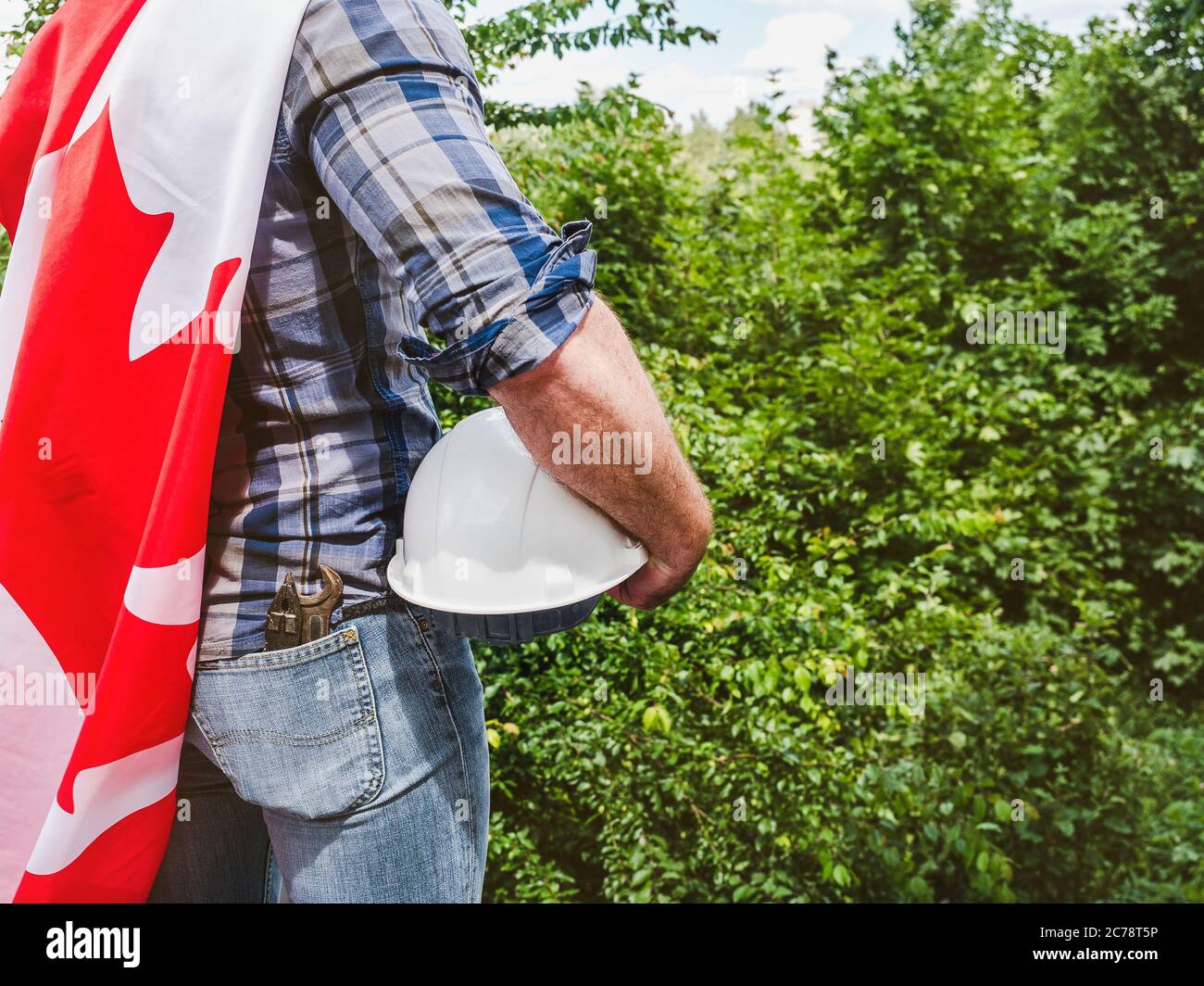 Canadian Man Holding Canadian Flag High Resolution Stock Photography ...