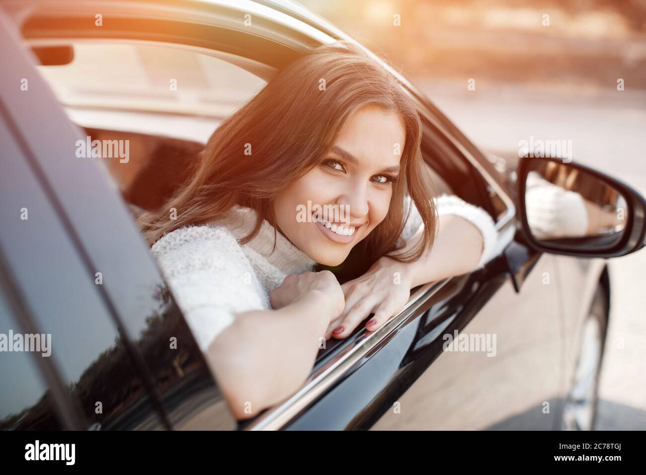Young lady car salon hi-res stock photography and images - Alamy