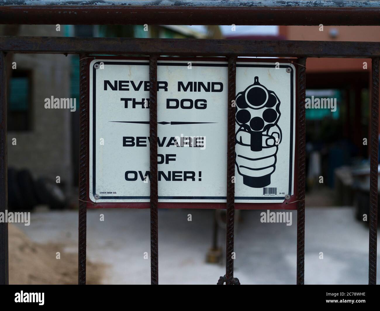 Warning Sign Beware Owner Gun High Resolution Stock Photography and ...