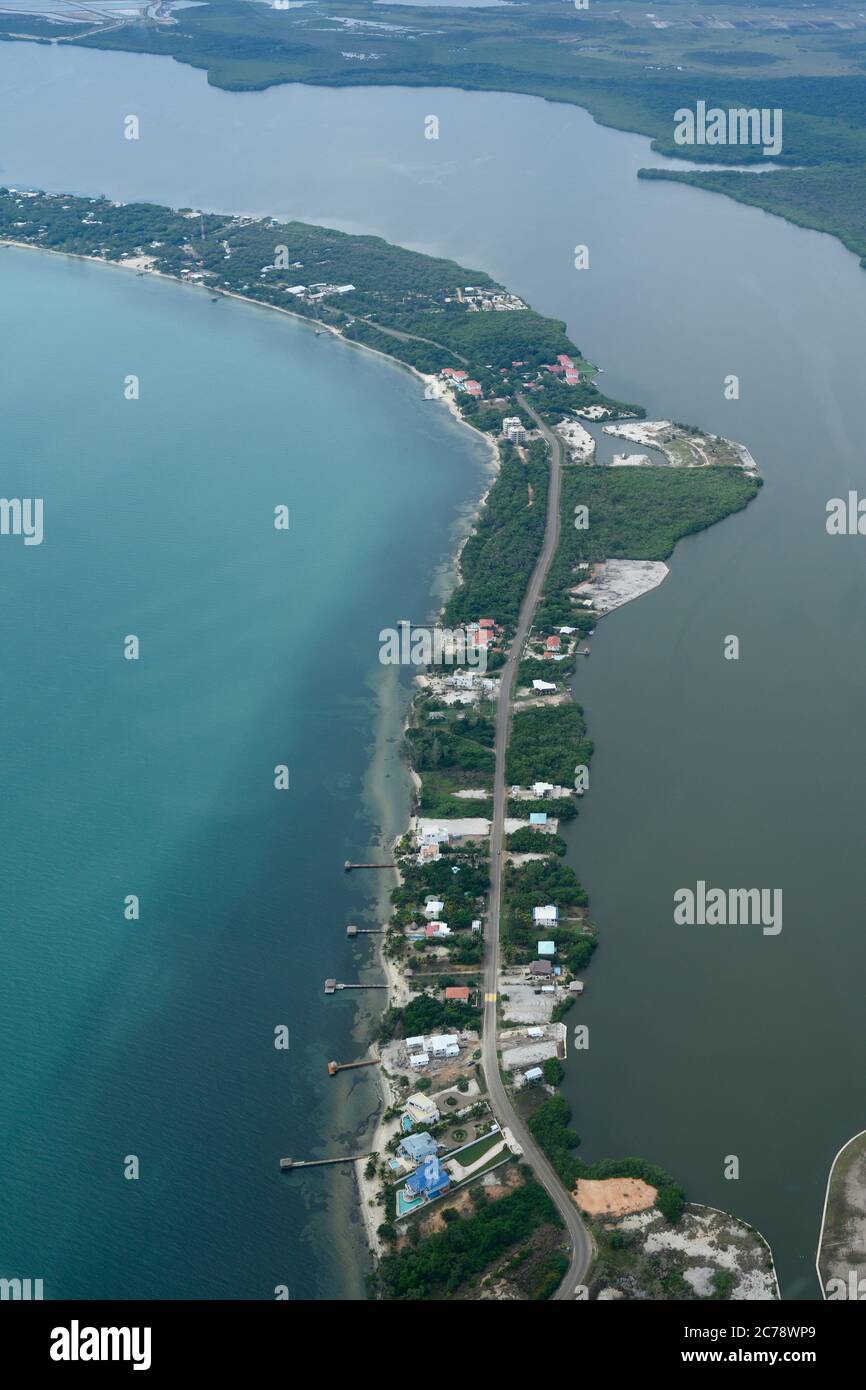 Aerial view of Placencia, Belize Stock Photo - Alamy