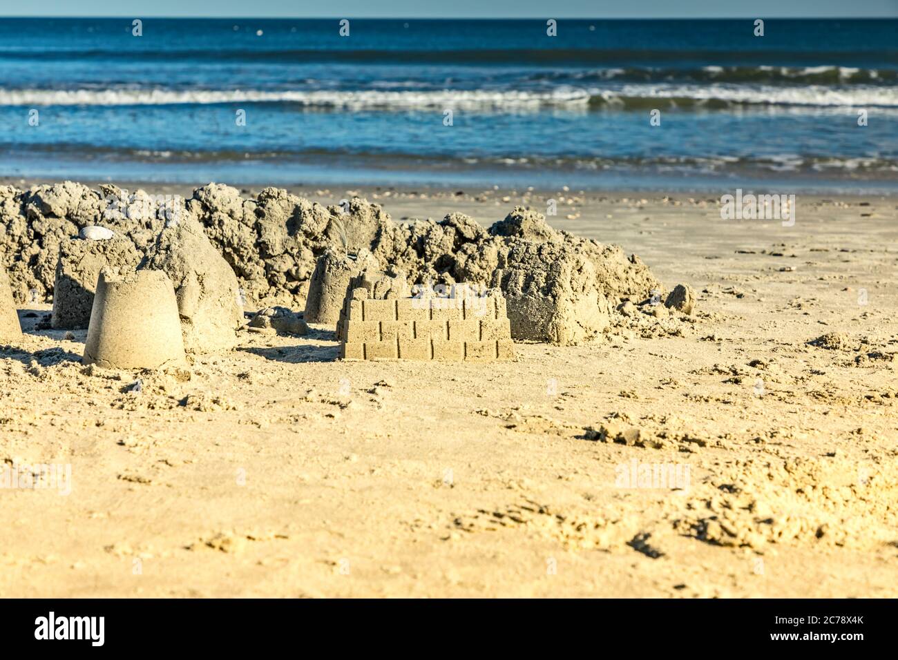 Sand castles on the beach Stock Photo - Alamy