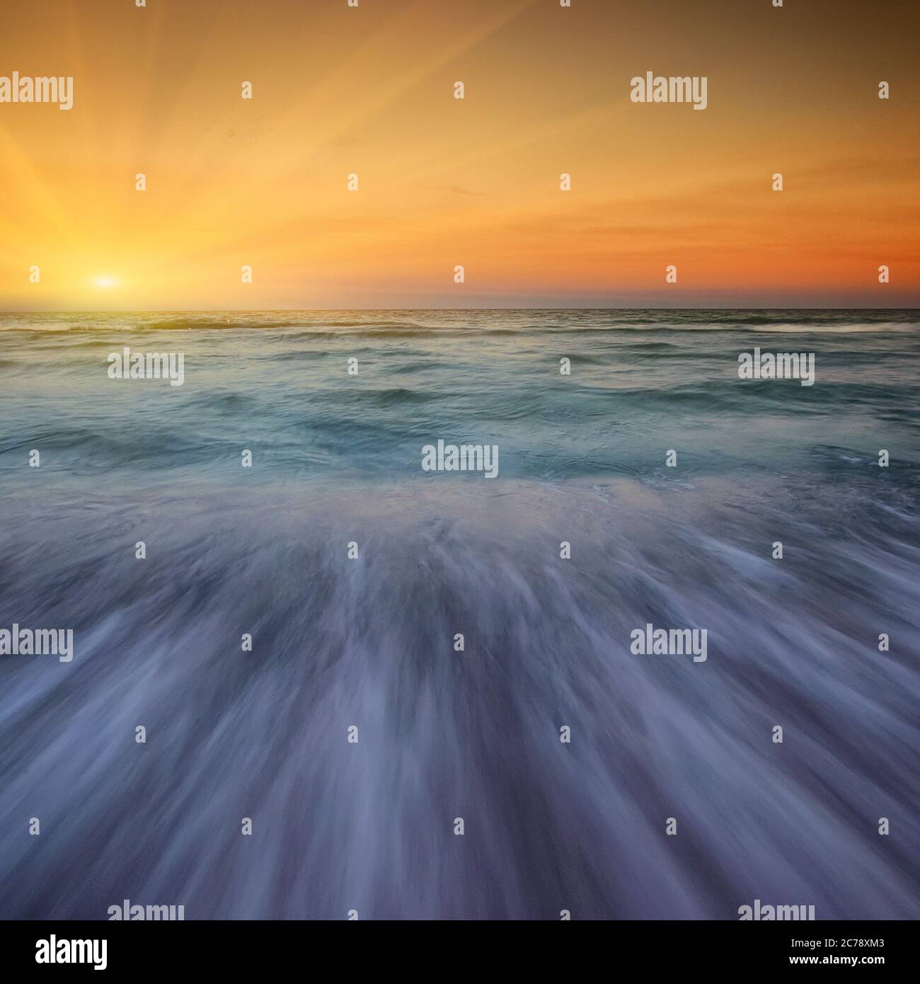 Magnificent long exposure sea sunset. Long exposure dramatic tropical ...