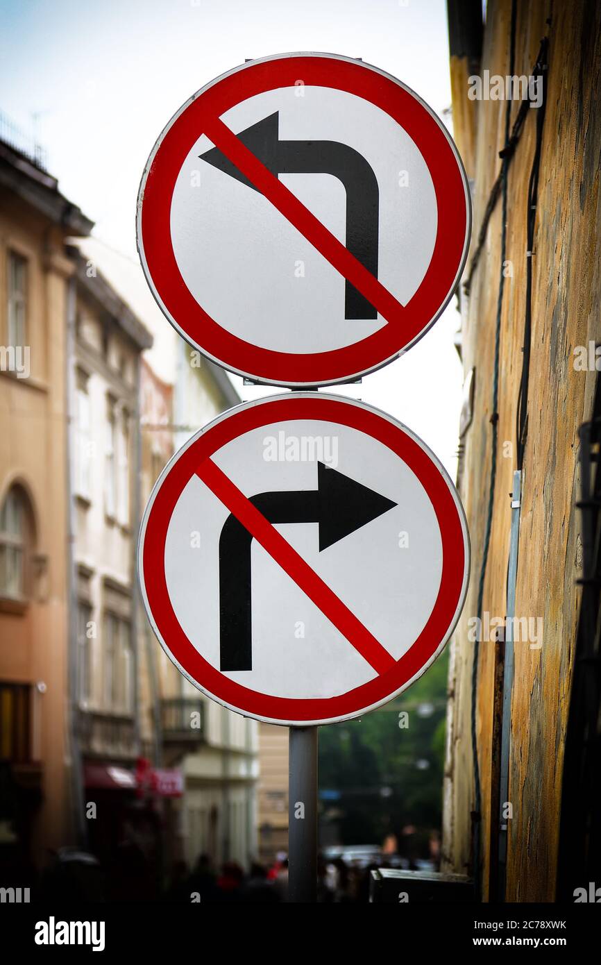 Strange road signs. No way left, no way right Stock Photo - Alamy