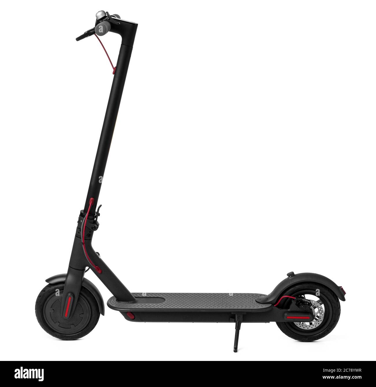 New black electric scooter isolated on white Stock Photo - Alamy
