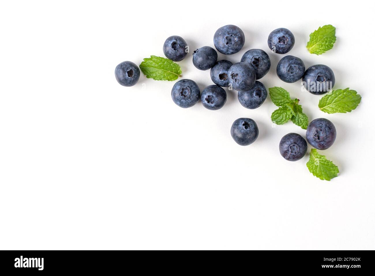 Blueberry fruit top view isolated on a white background, flat lay ...