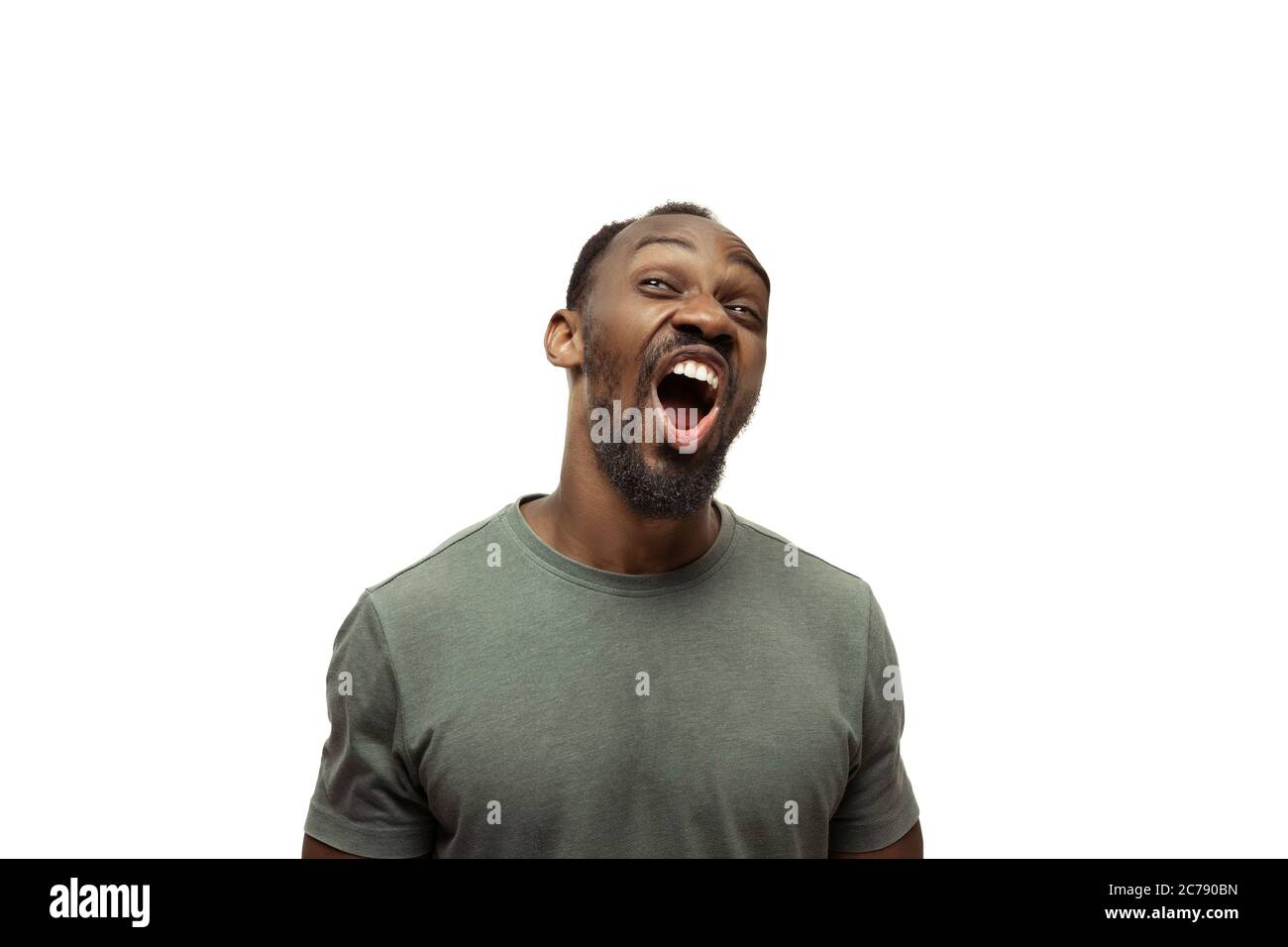 LOL, LMAO. Young african-american man with funny, unusual popular ...