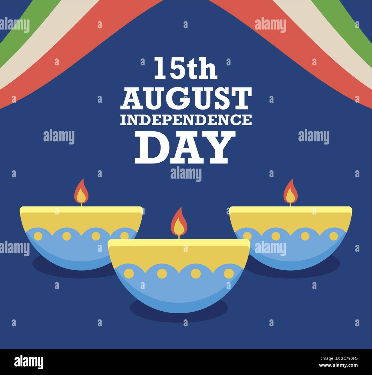 15th of August independence day with candles vector illustration design ...
