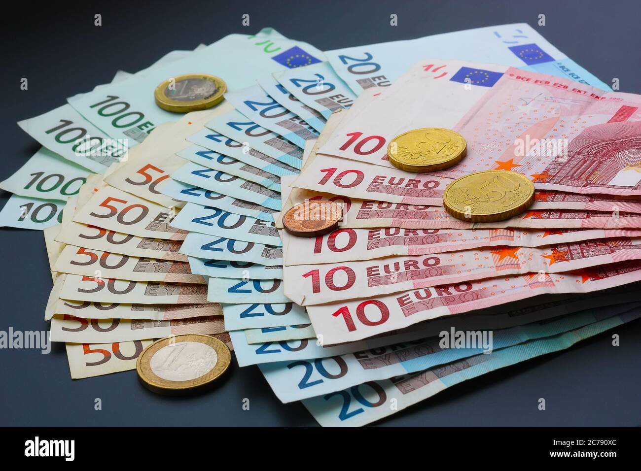 Stack of euros. Close Up Money Background with European euros Stock ...