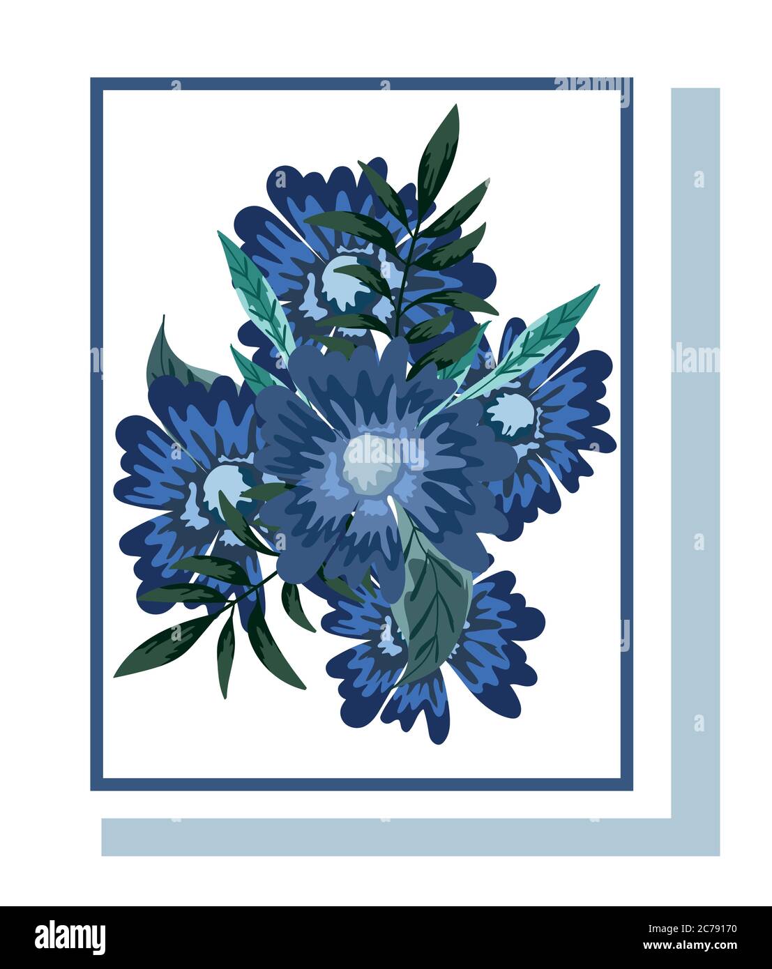 blue flowers floral arrangements for greeting card vector illustration ...