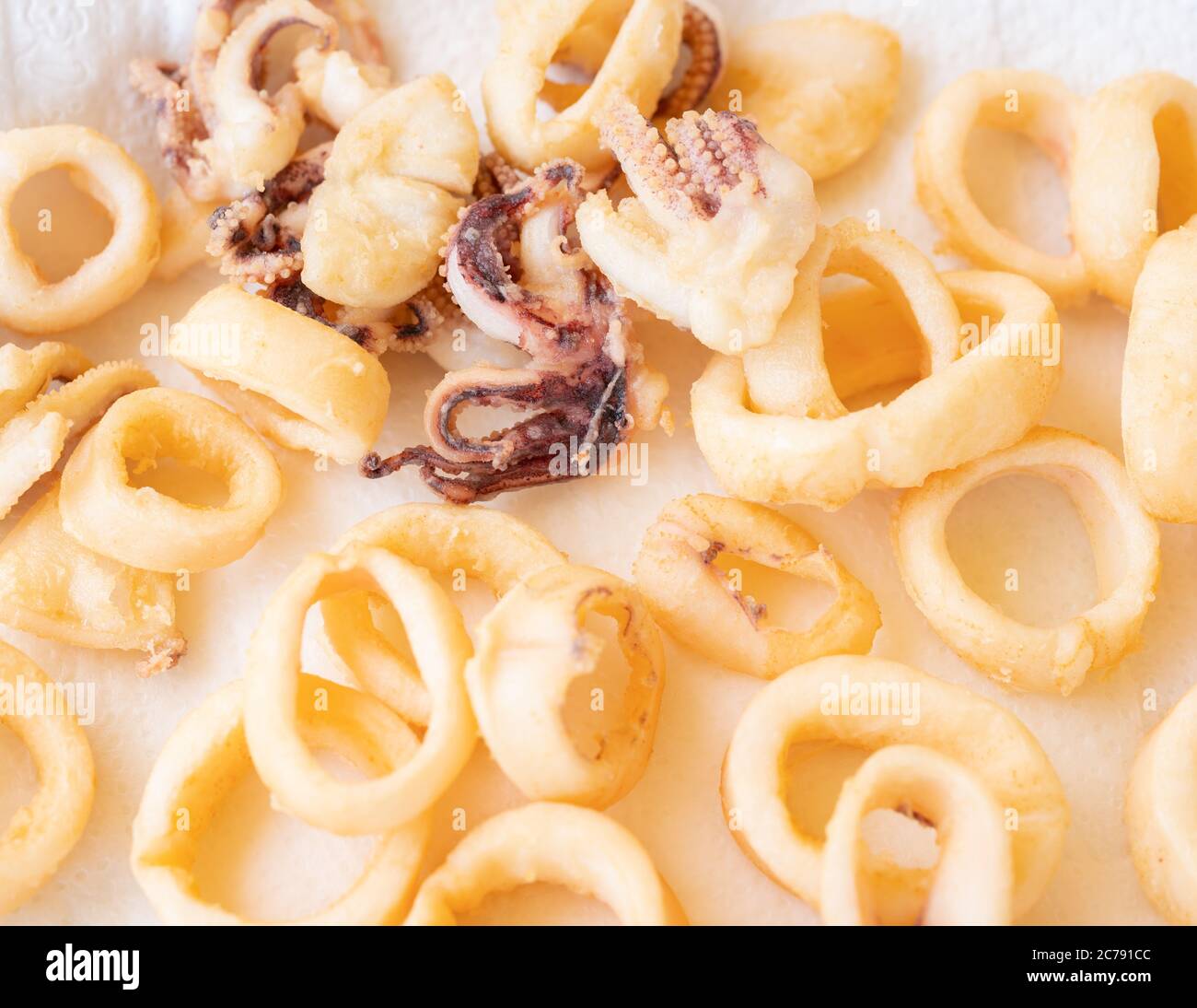 fried squids or octopus (calamari) isolated on white background Stock ...