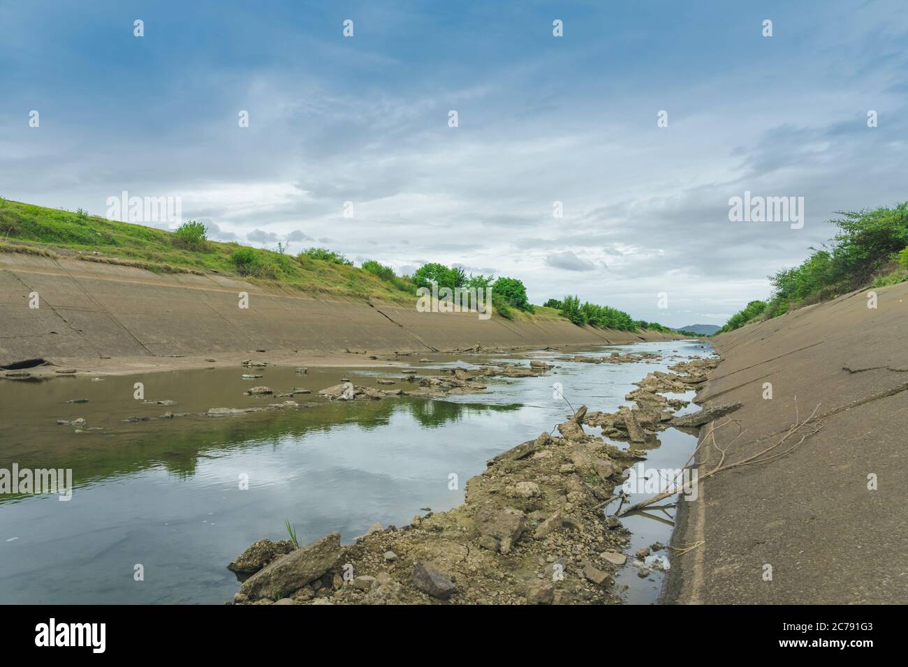 Irrigation canal or irrigation channel in concrete wall Send water from ...
