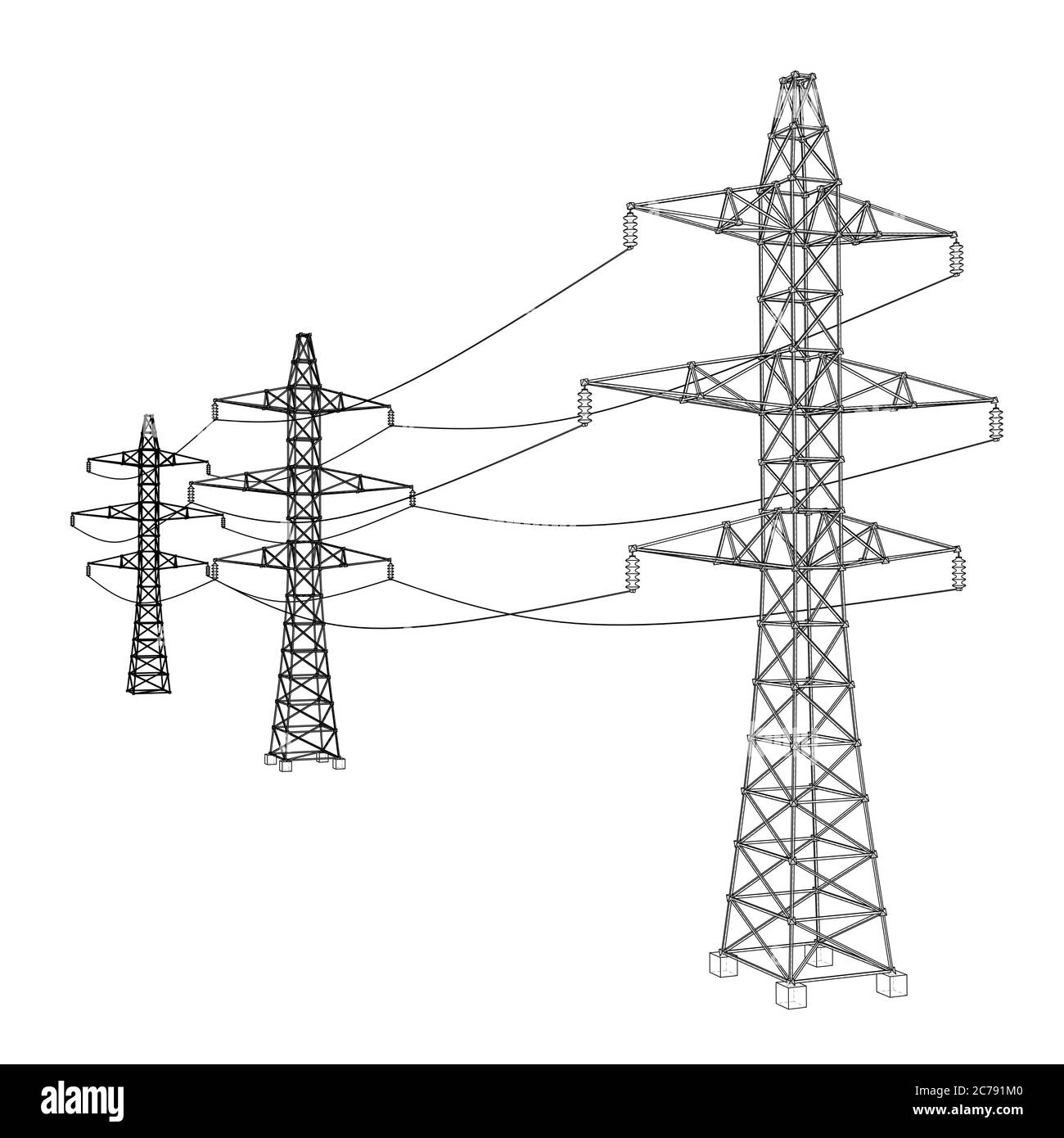 Electric pylons or electric towers concept Stock Photo - Alamy