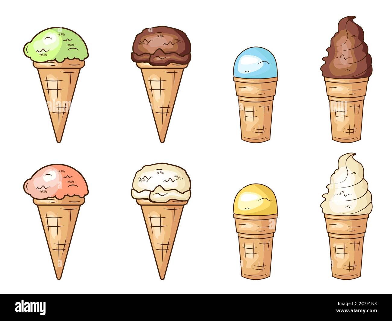 Cute ice cream se collection. Vector cartoon illustration design ...