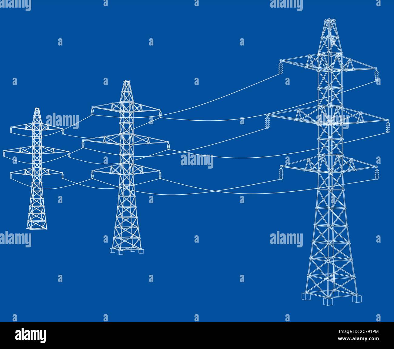 Electric pylons or electric towers concept Stock Photo - Alamy