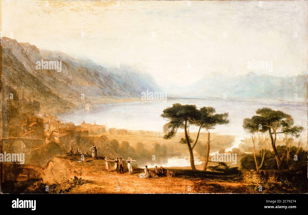 JMW Turner, Lake of Geneva from Montreux, landscape painting, circa ...