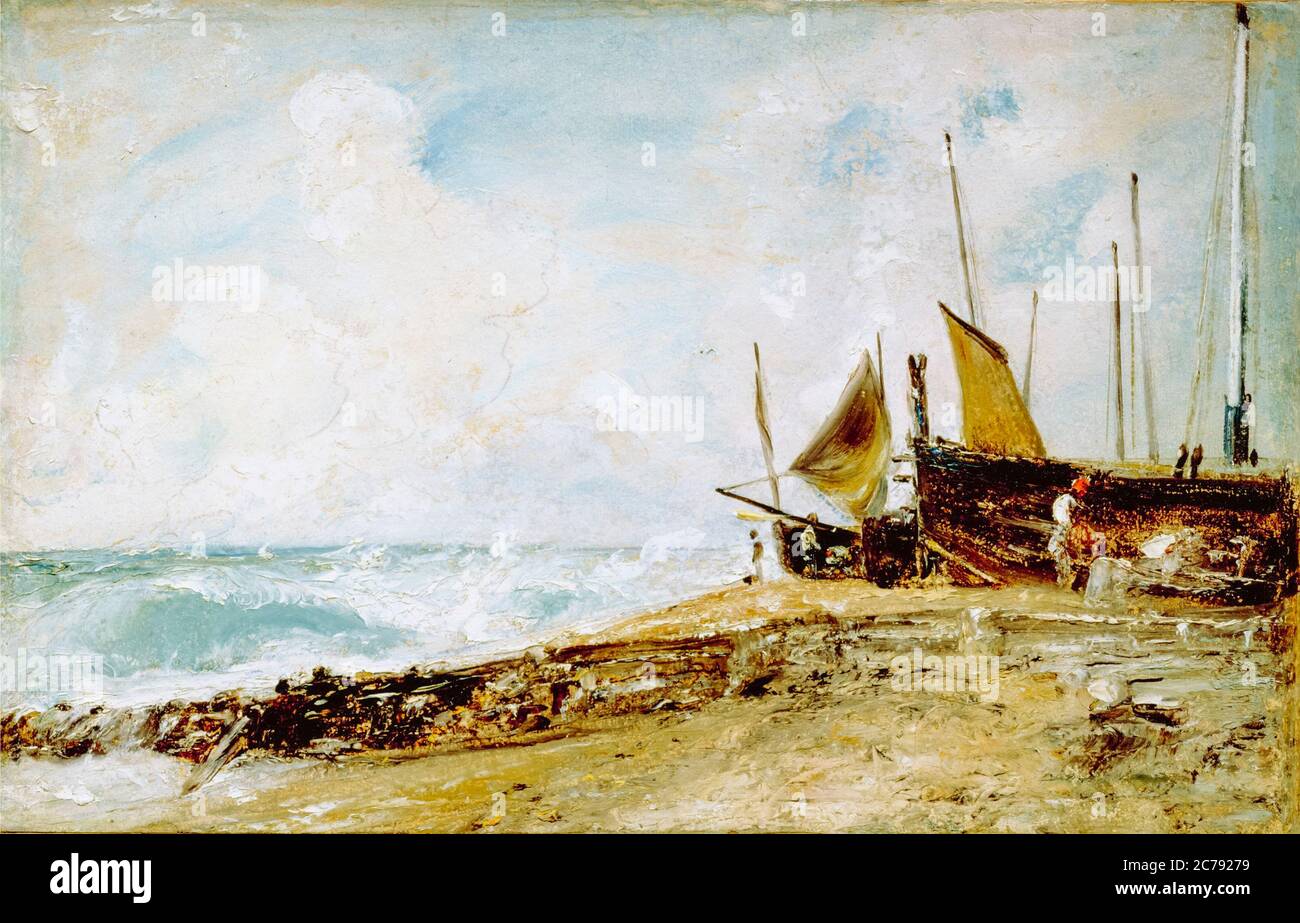 John Constable, Coast Scene Near Brighton, landscape painting, 1824 ...
