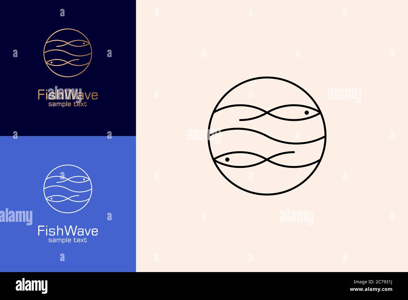 Fish Wave Logo Linear Design Concept Stock Vector Image & Art - Alamy