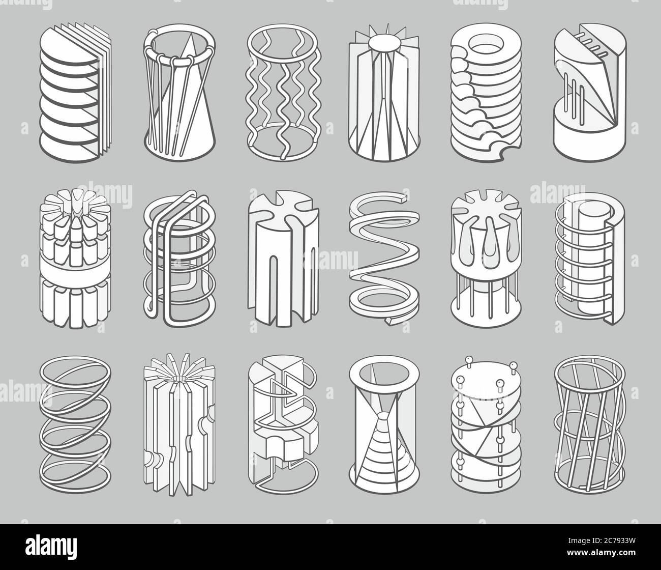 Set of 3D geometric shapes cylinder designs Stock Vector Image & Art ...