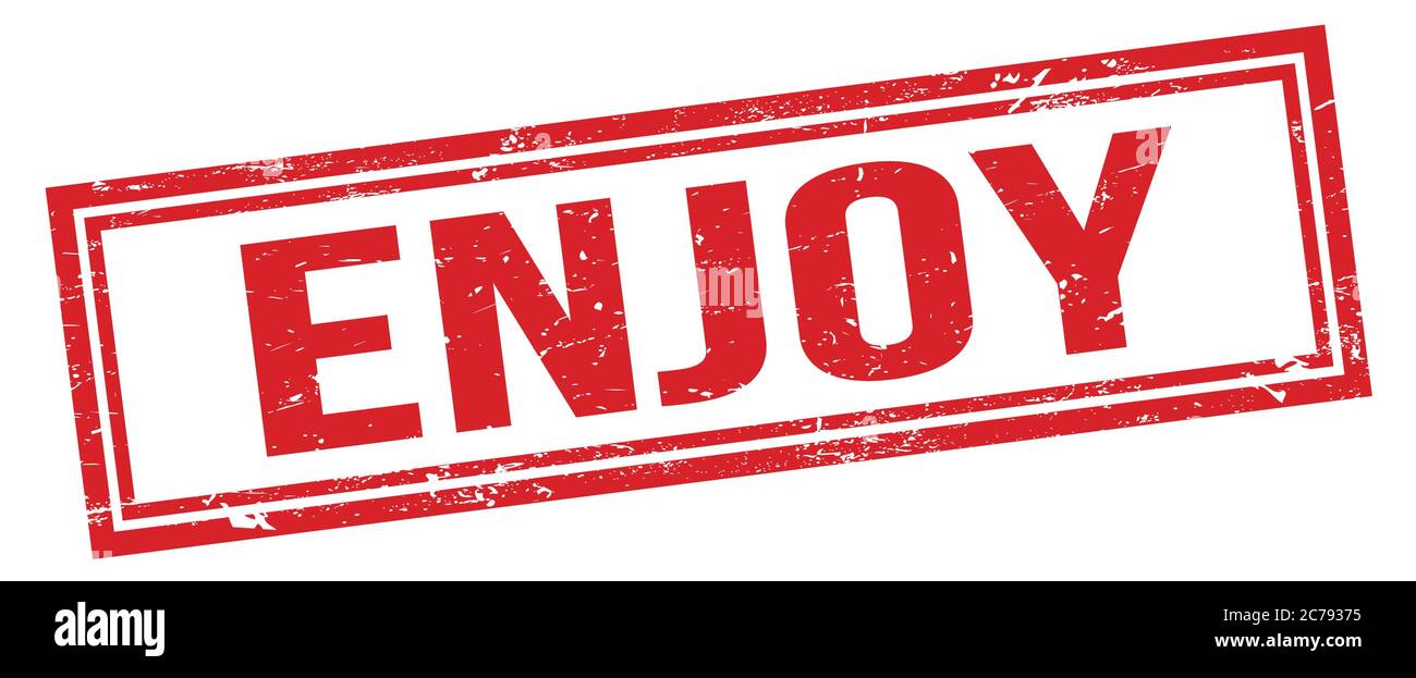 ENJOY red grungy rectangle stamp sign Stock Photo - Alamy