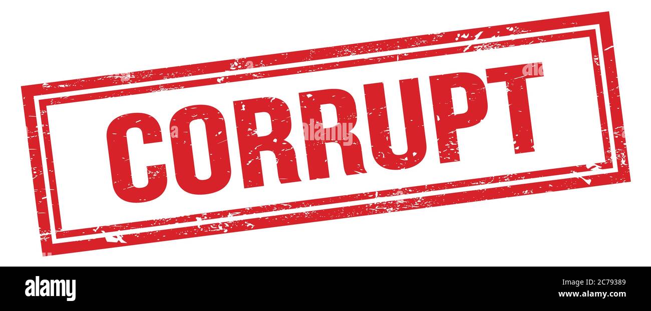 CORRUPT red grungy rectangle stamp sign Stock Photo - Alamy