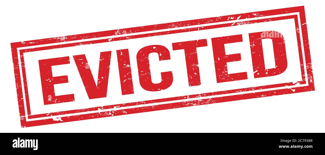 EVICTED red grungy rectangle stamp sign Stock Photo - Alamy