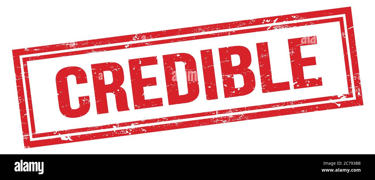 CREDIBLE red grungy rectangle stamp sign Stock Photo - Alamy