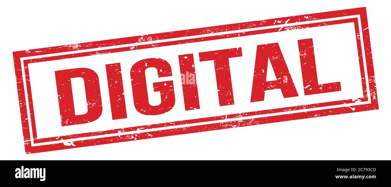 DIGITAL red grungy rectangle stamp sign Stock Photo - Alamy