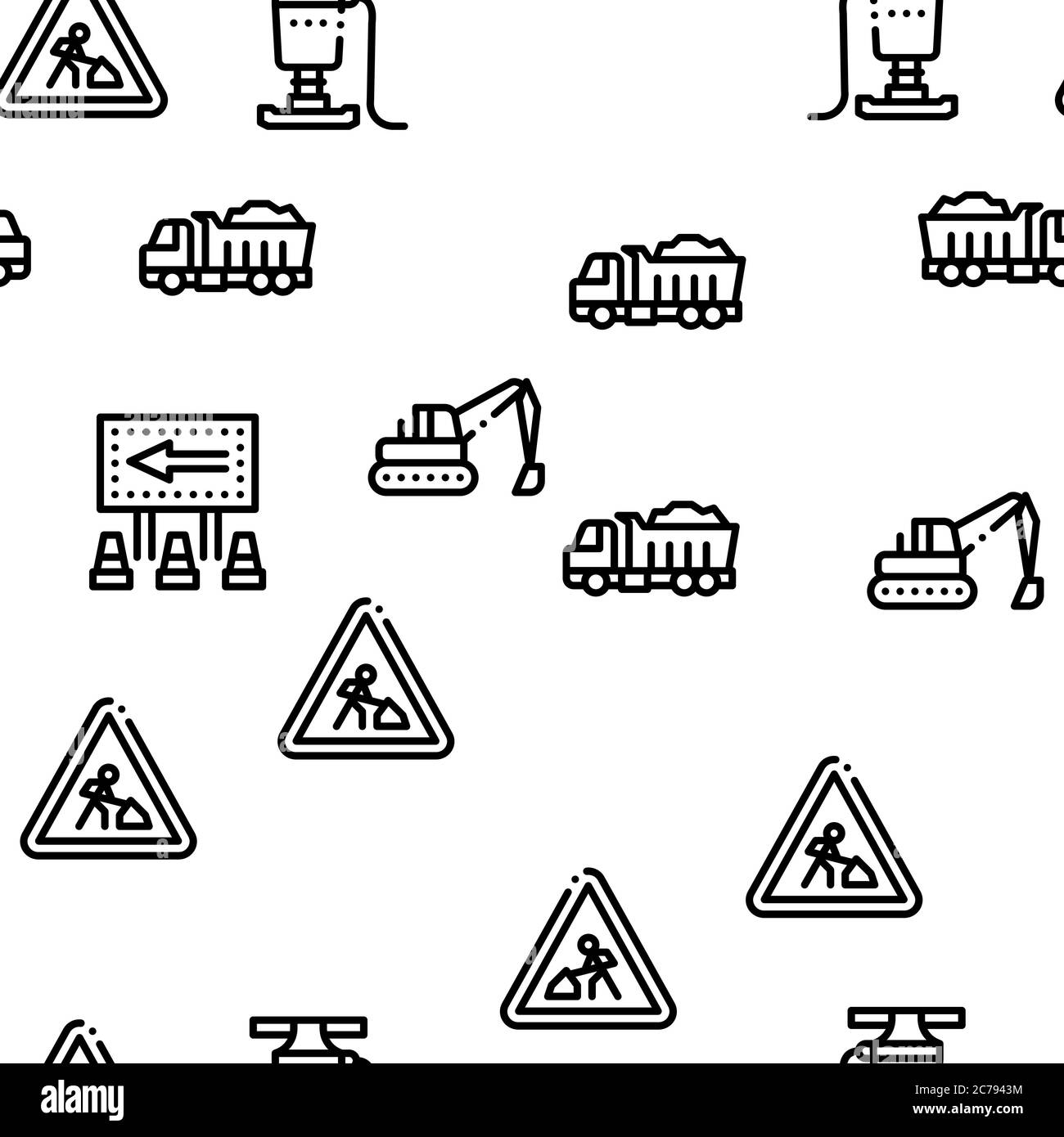 Road Repair And Construction Icons Set Vector Stock Vector Image & Art ...