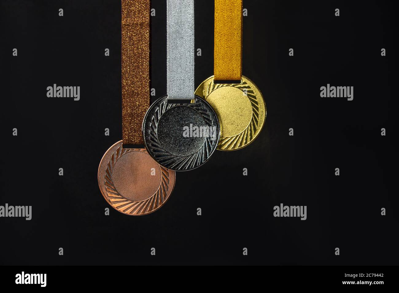 Gold medal, silver medal and bronze medal concept for winning or ...