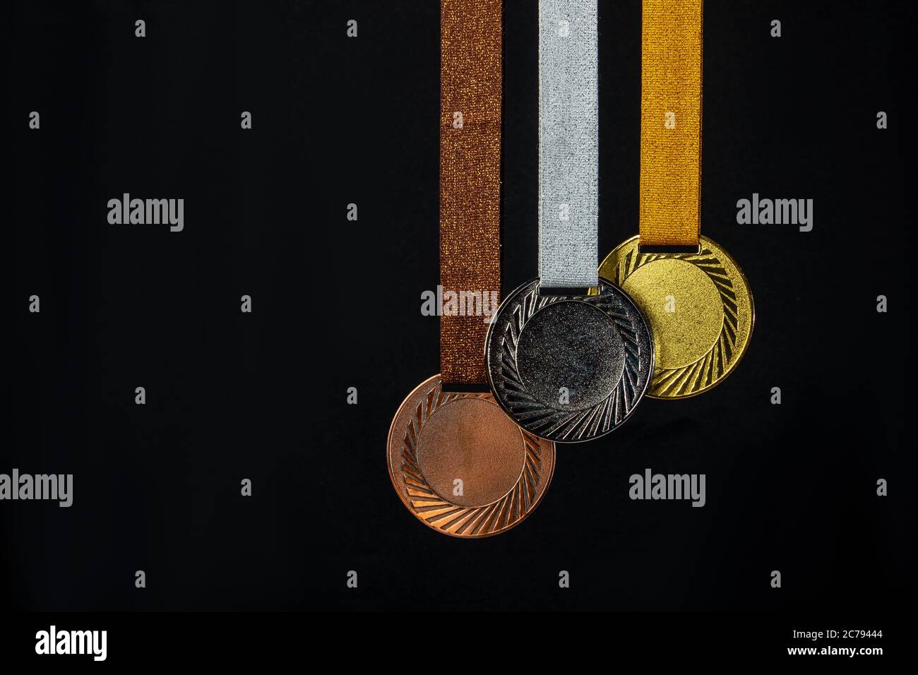 Gold medal, silver medal and bronze medal concept for winning or ...