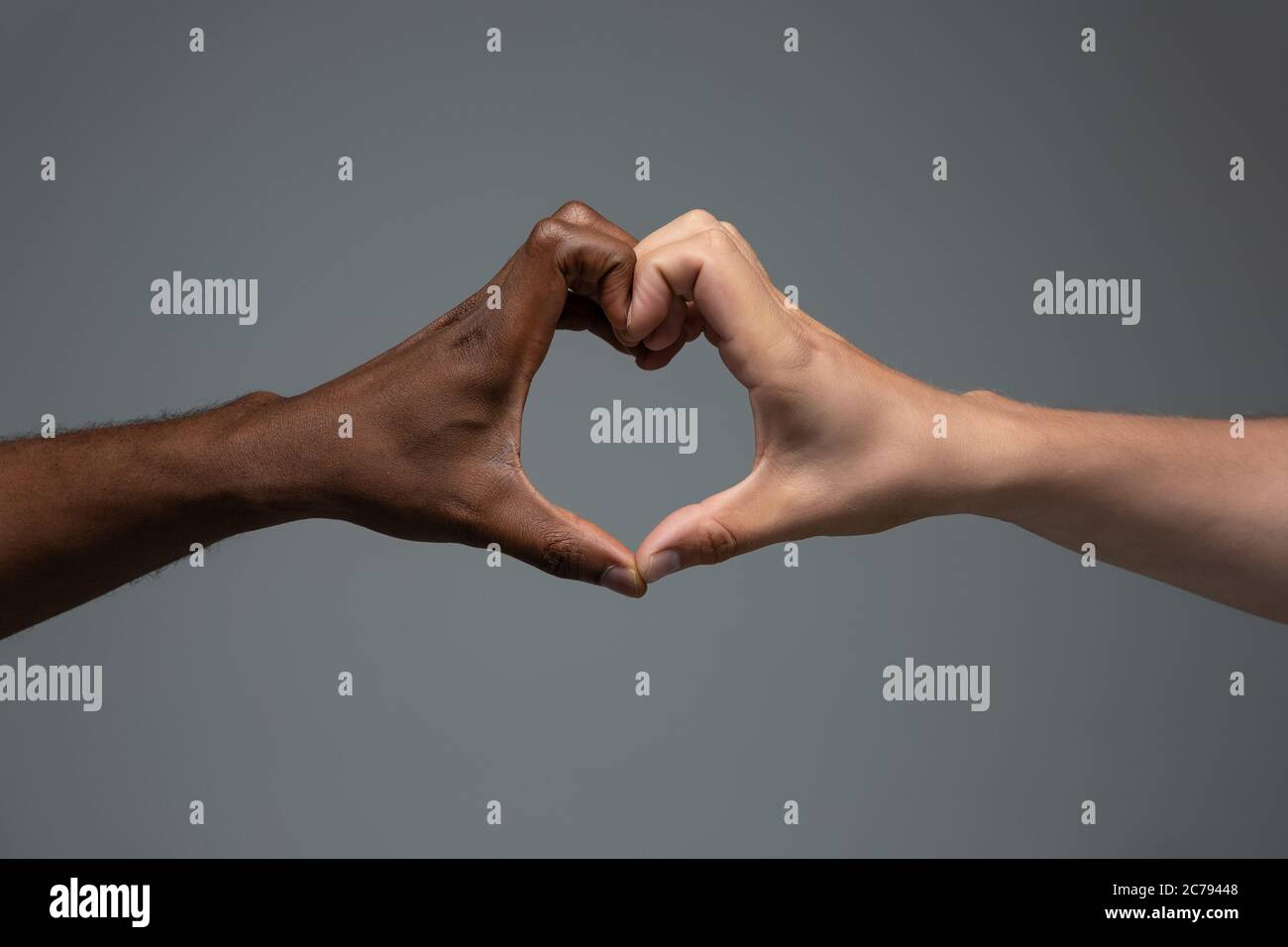 Love, heart gesture. Racial tolerance. Respect social unity. African ...